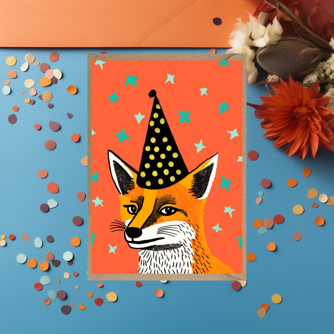 Fox Birthday Card Animal Birthday Card - Etsy