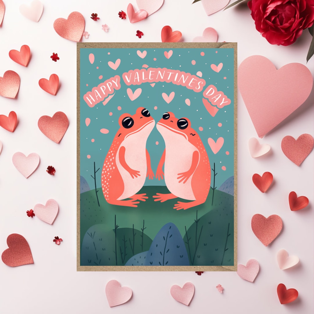 Frog Valentines Card Happy Cute Funny Couple Card for Him for Her for ...