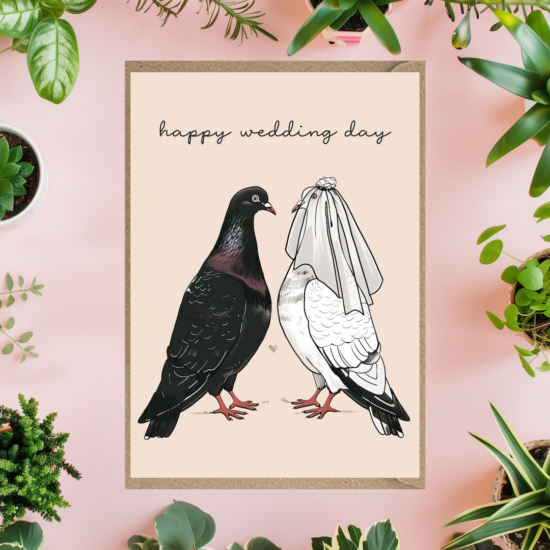 Pigeon Wedding Card Wedding Engagement Engaged on Your Wedding Day for ...