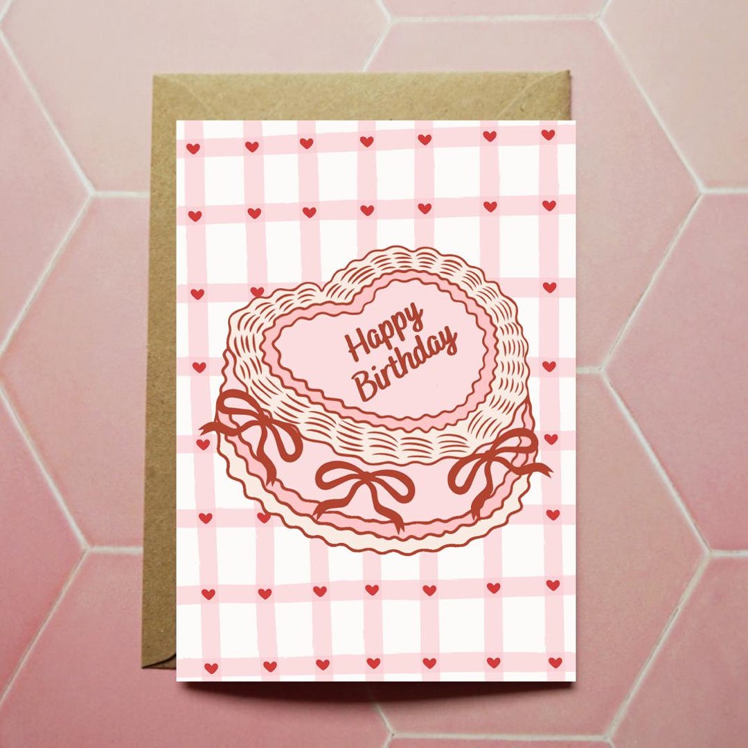 Happy Birthday Card, Cake Design A6 Size - Etsy