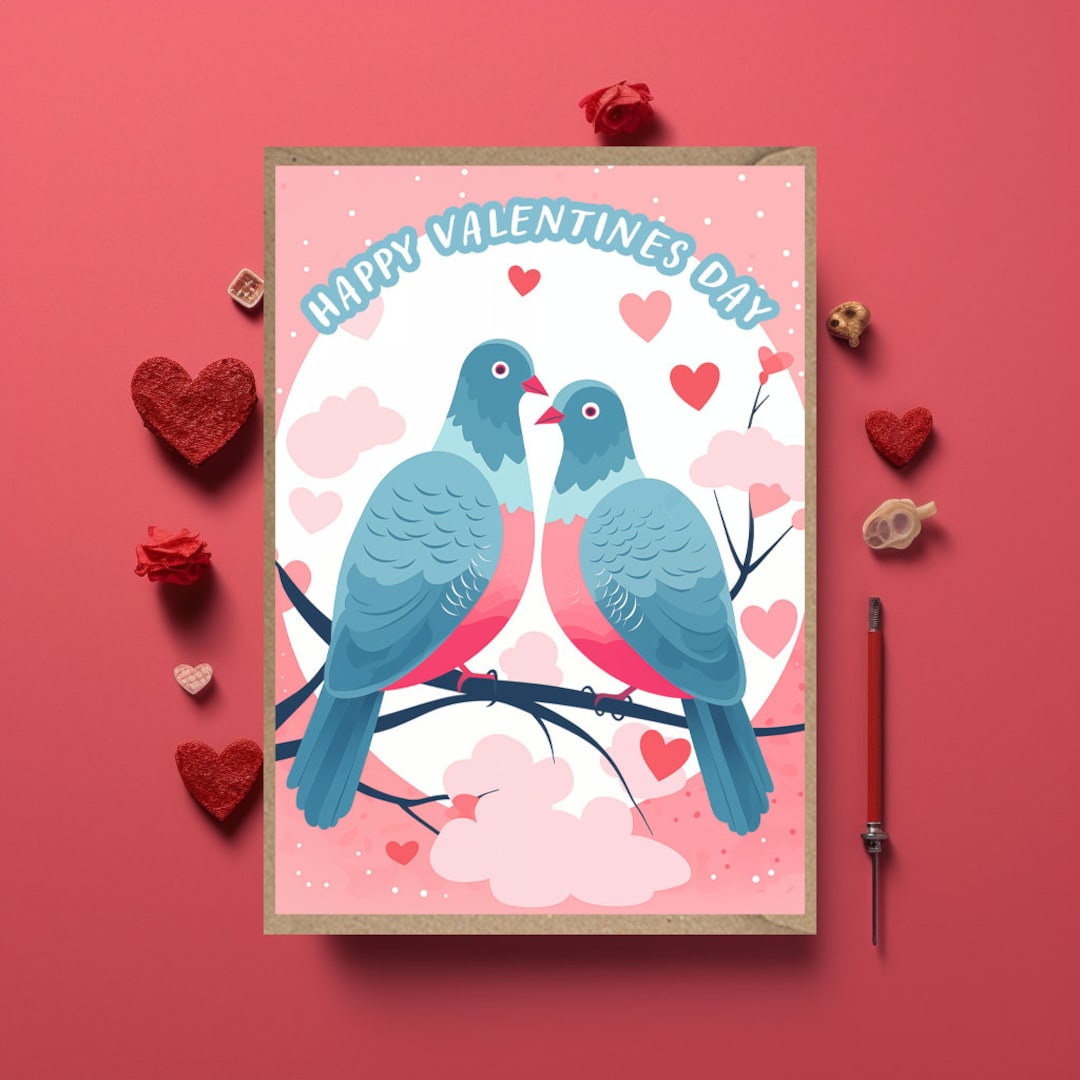 Pigeon Valentines Card Happy Cute Funny Couple Card for Him for Her for ...