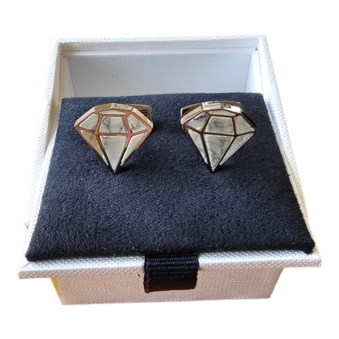 DUCHAMP London "diamond" Design Whale Back Silver Plated Cufflinks ...