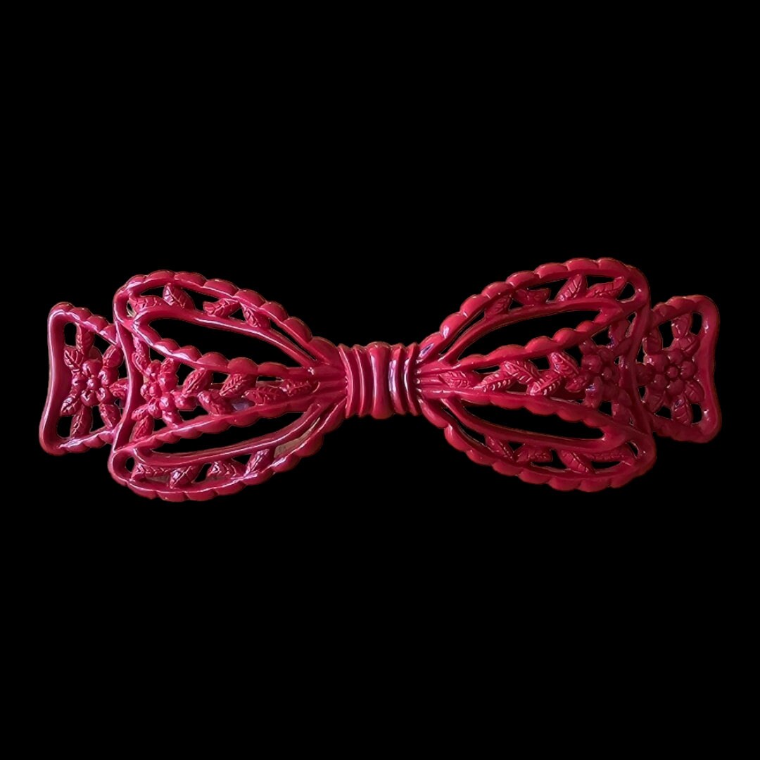 Vintage Barrette - Large Red Barrette - Made in USA - Etsy