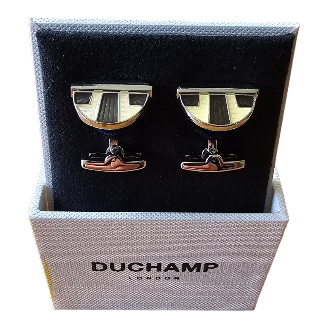 DUCHAMP London "art Deco" Design Whale Back Silver Plated Cufflinks ...