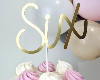 Six Cake Topper - Etsy UK