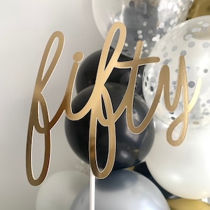 Fifty Cake Topper, 50th Birthday Cake Topper, 24 COLOURS - Etsy