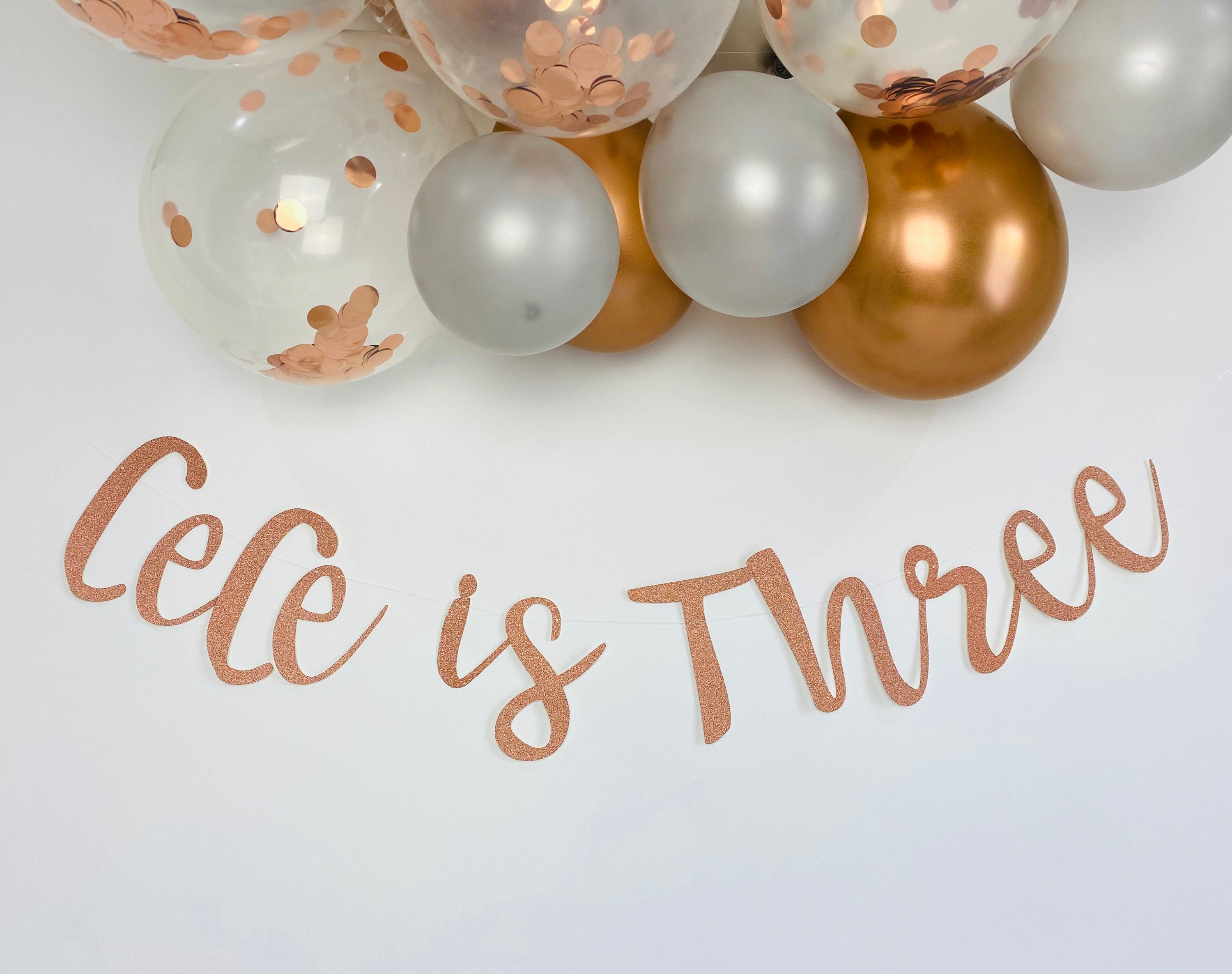 3rd Birthday banner rose gold PERSONALISED Third birthday | Etsy