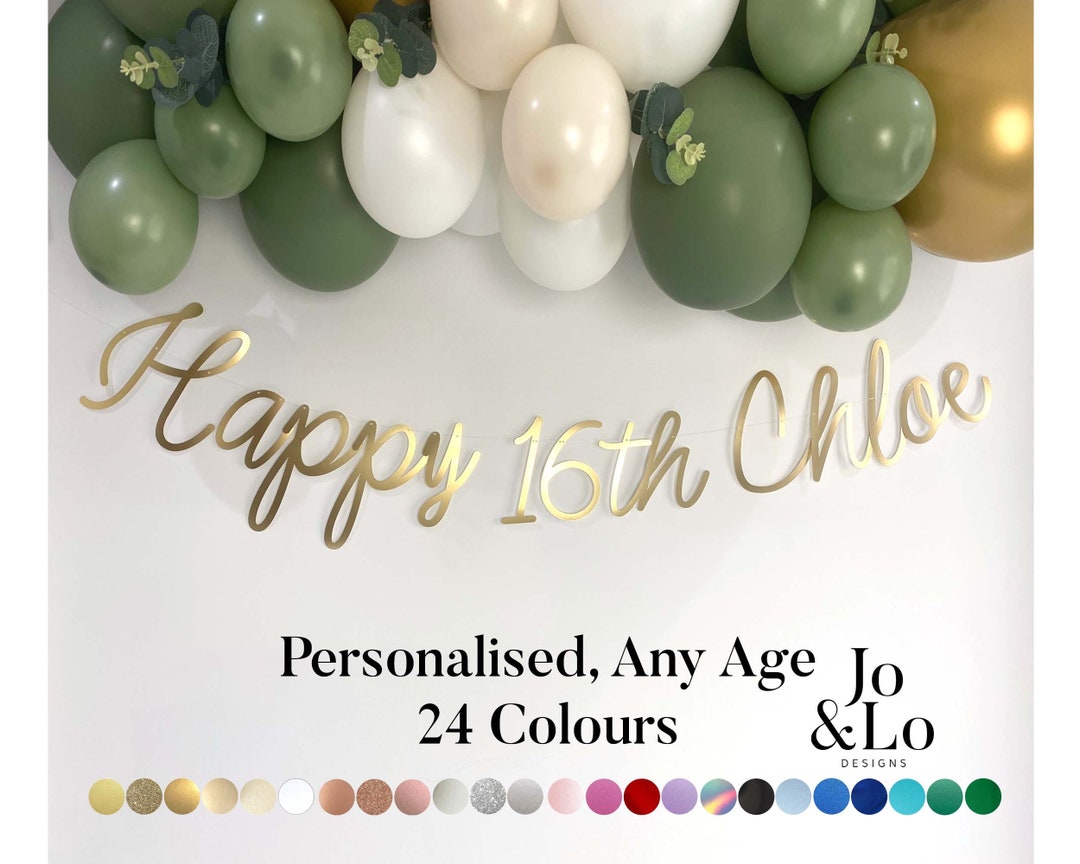 Personalised 16th Birthday Banner: Gold Party Decoration - Etsy UK