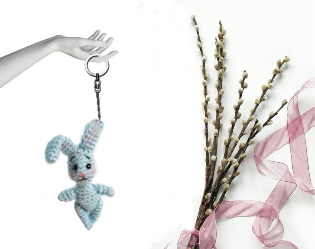 Mini Crochet Cute Bunny Keychain - Etsy