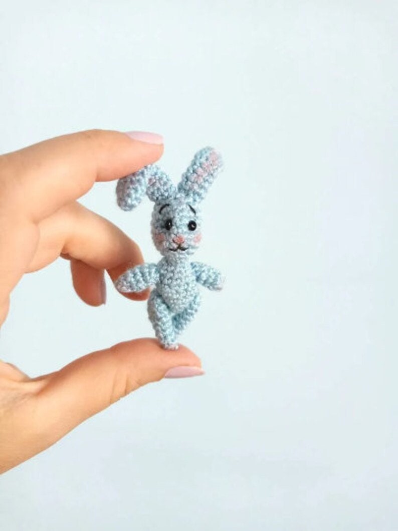 Mini Crochet Cute Bunny Keychain - Etsy