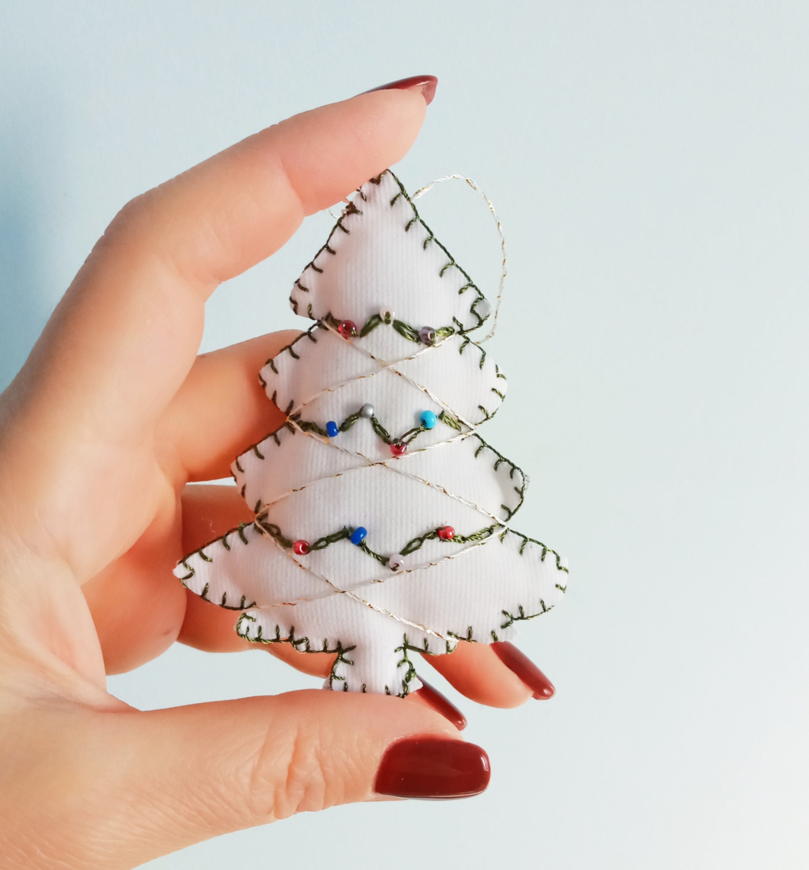 Christmas Embroidered Tree Ornament for Your Decor - Etsy