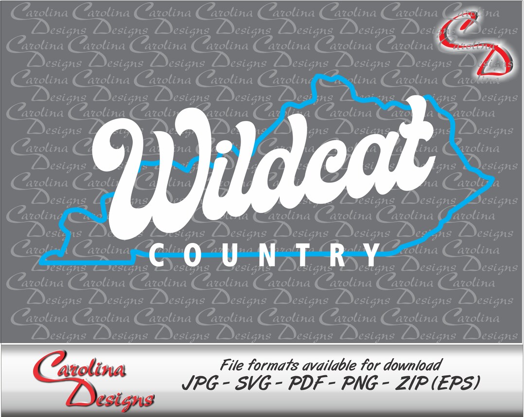 Wildcat Country Script KY State Outline - Etsy