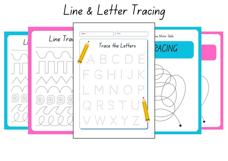 Tracing Lines & Letters | Digital | Printable | Instant Download - Etsy