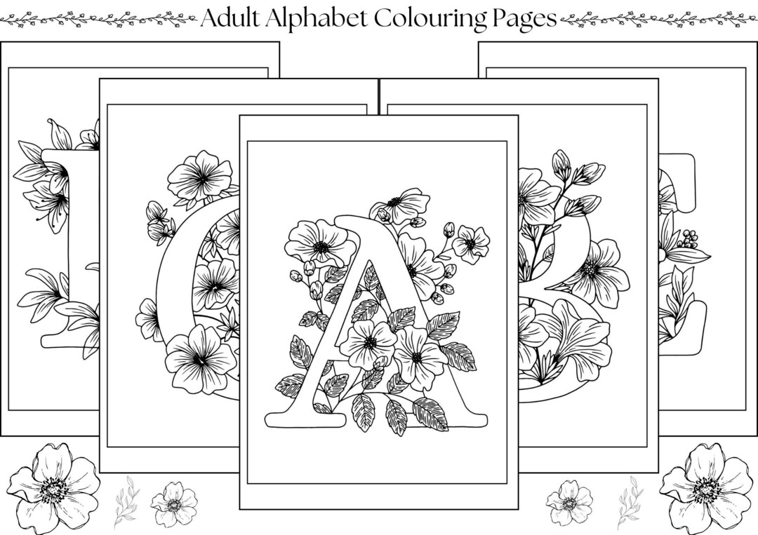 Adult Alphabet Coloring Pages (26 Pages) | Digital | Printable ...