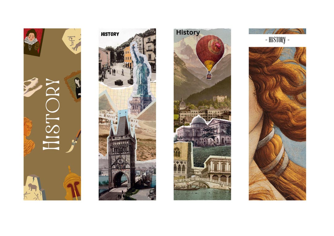 History Collage Bookmarks | Printable Bookmark Set (digital Download ...