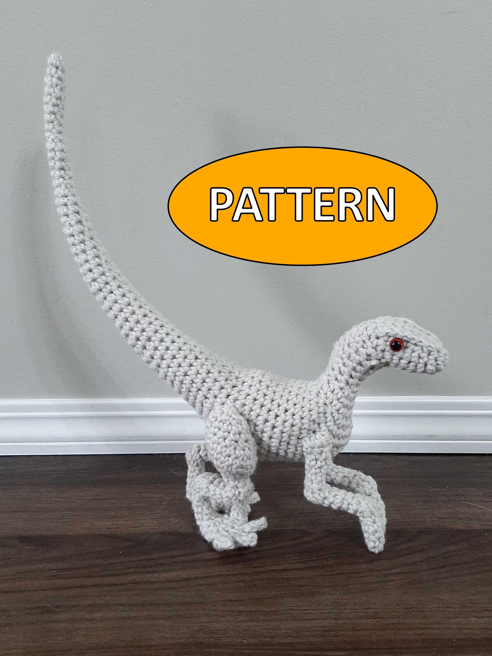 Velociraptor Pattern Crochet Amigurumi, Realistic Posable Stuffed ...