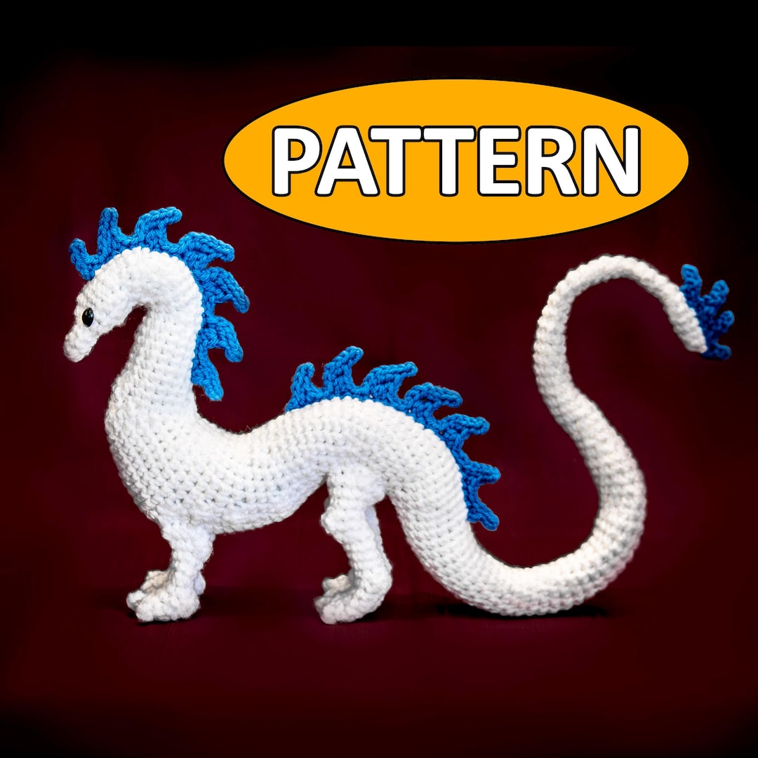 Dragon Crochet Pattern: Poseable Serpentine Amigurumi With Fins (PDF ...