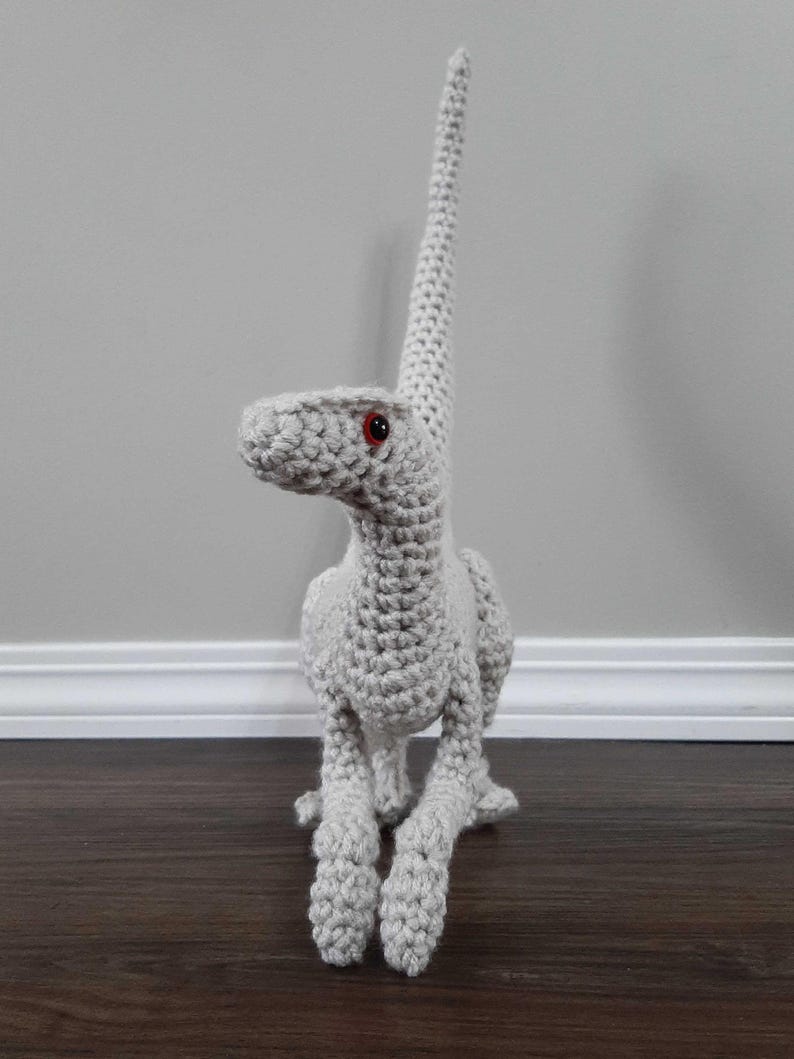 Velociraptor Pattern Crochet Amigurumi, Realistic Posable Stuffed ...