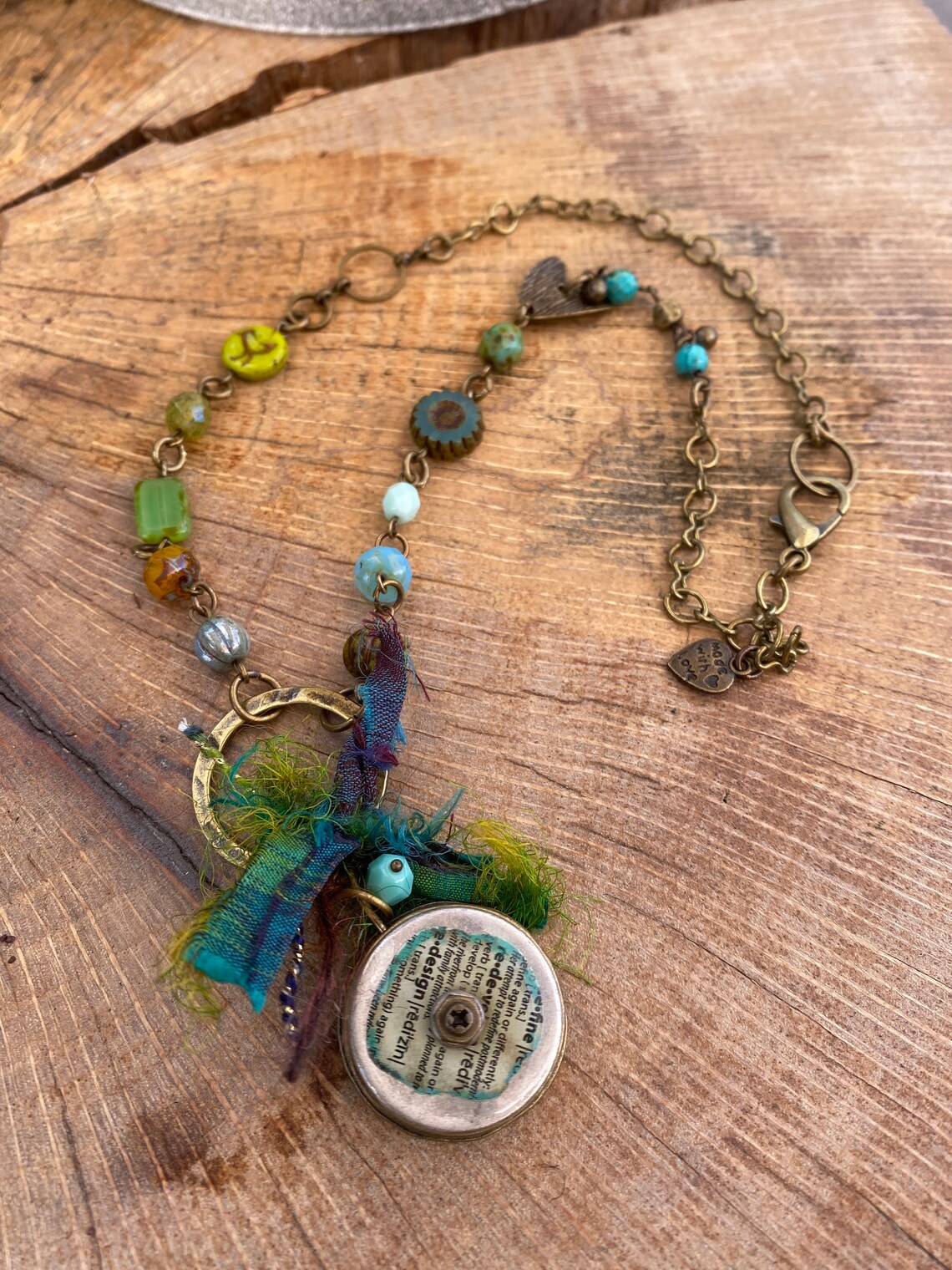 Eclectic boho necklace Davidka Steampunk Hippie | Etsy