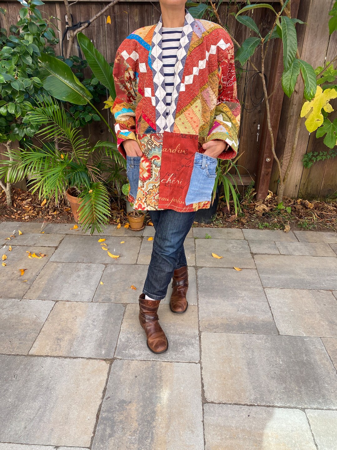 Up-cycled Patchwork Artisan Kimono Jacket 'asia' L-2X, Colorful Boho ...