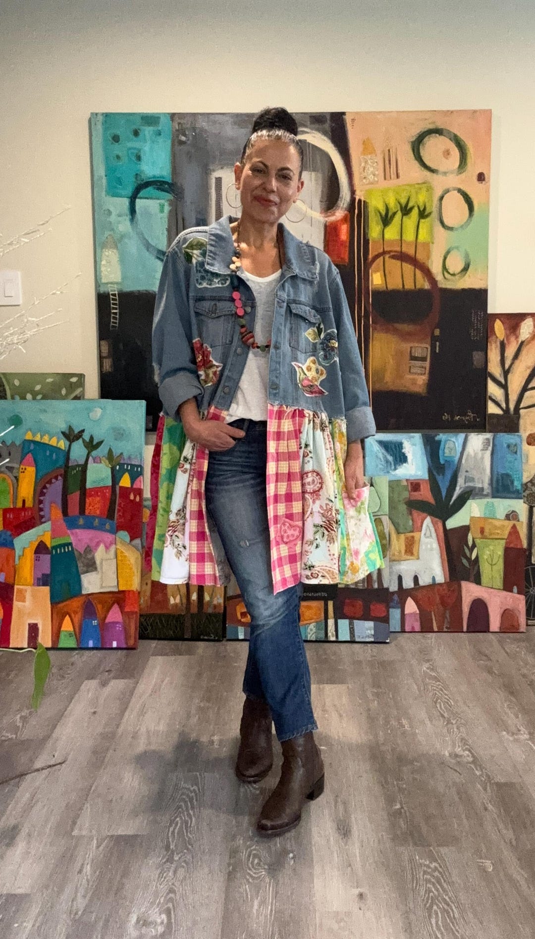 Up-cycled Boho Romantic Duster 'ella' L-3X, Boho Patchwork Denim Duster, Floral Farm Chic Fancy ...