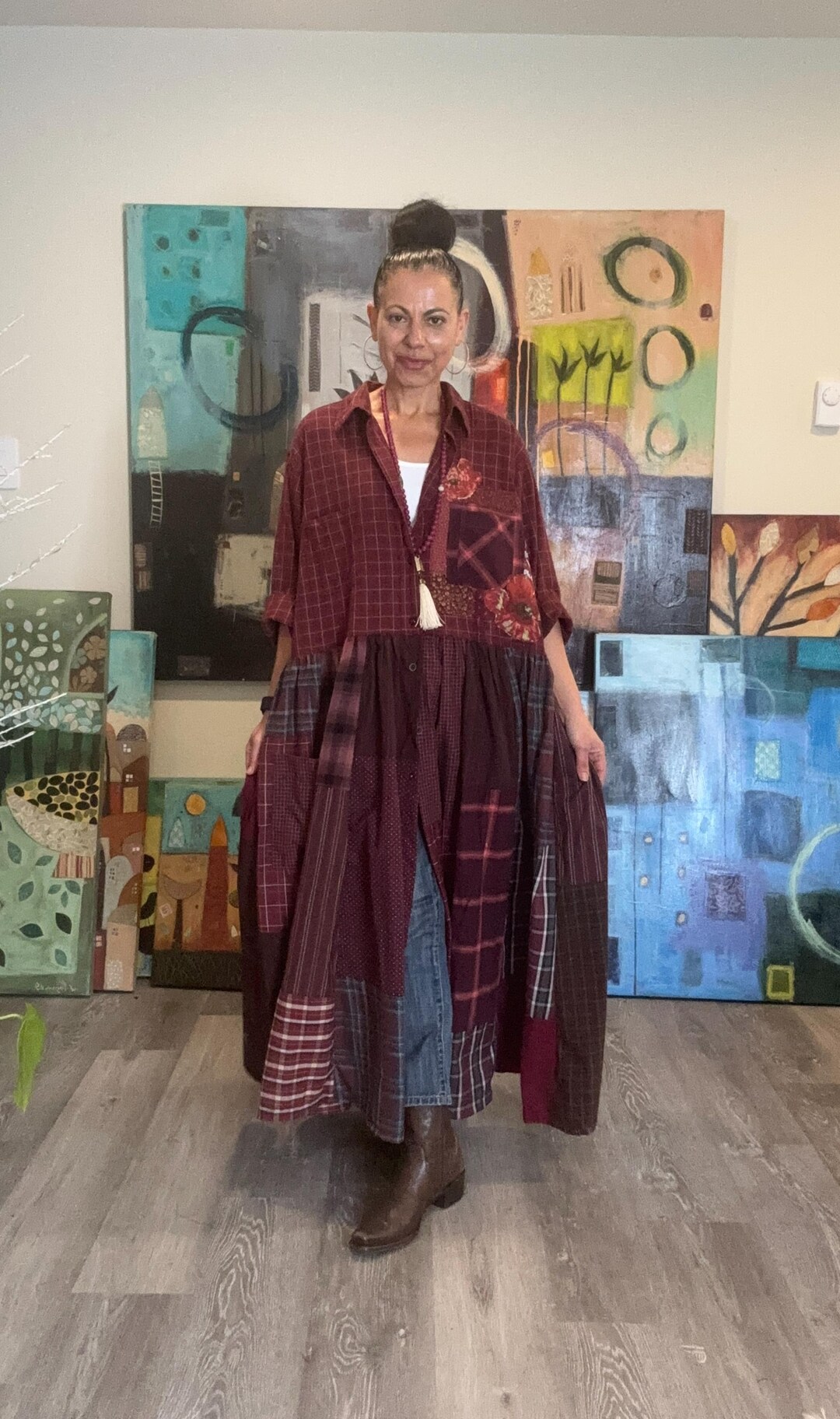 Up-cycled Boho Plaid Funky Duster 'marion ' L-2X, Romantic Boho ...