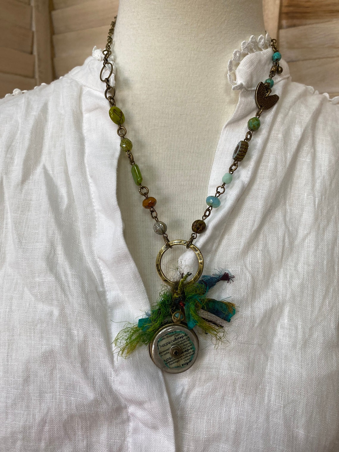 Eclectic boho necklace Davidka Steampunk Hippie | Etsy