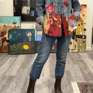 Up-cycled Boho Patchwork Denim Duster 'lisa' L-XL, Hippie Flowers ...