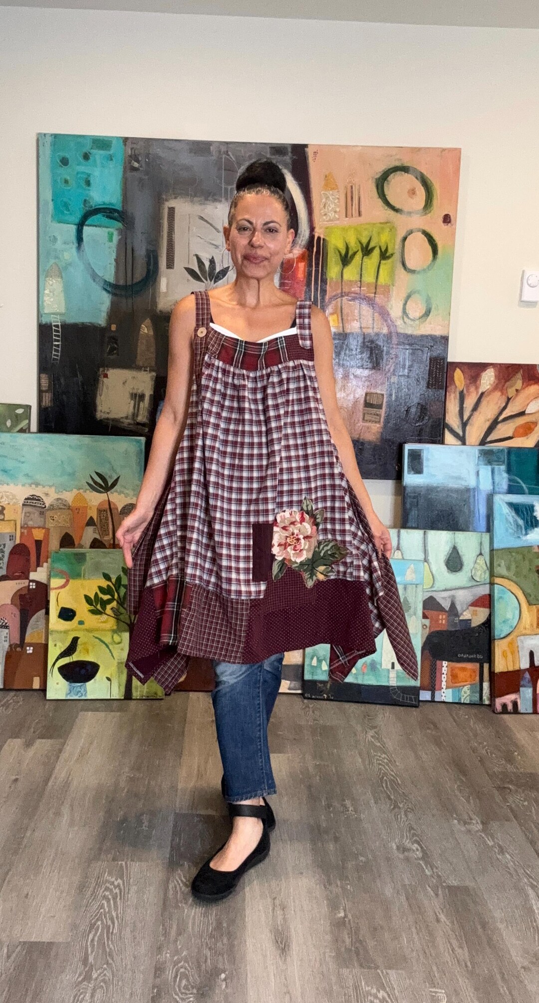 Rustic Double Sided Pinafore 'calya' L-3X, Farm Chic Romantic Pinafore ...