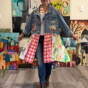 Up-cycled Boho Romantic Duster 'ella' L-3X, Boho Patchwork Denim Duster ...