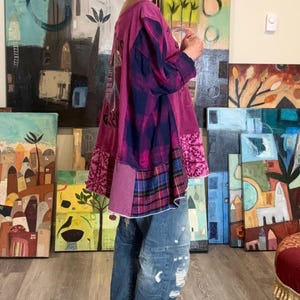 Oversized Good Vibes Tunic 'aussie', Boho Peace Sign Patched Top, Loose Plus Size Top, Colorful ...