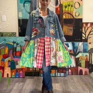 Up-cycled Boho Romantic Duster 'ella' L-3X, Boho Patchwork Denim Duster ...