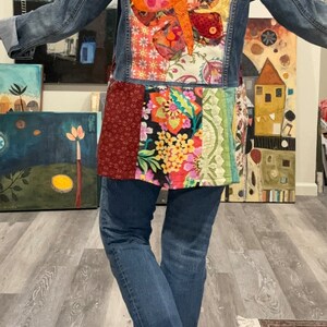 Up-cycled Boho Patchwork Denim Duster 'lisa' L-XL, Hippie Flowers ...