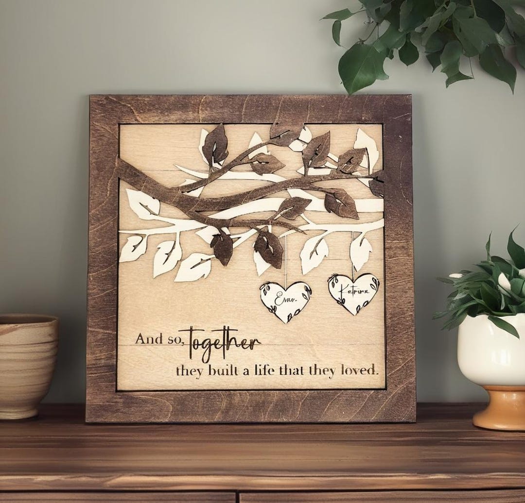 Personalized Wooden Anniversary Sign: Custom Couple Names - Etsy