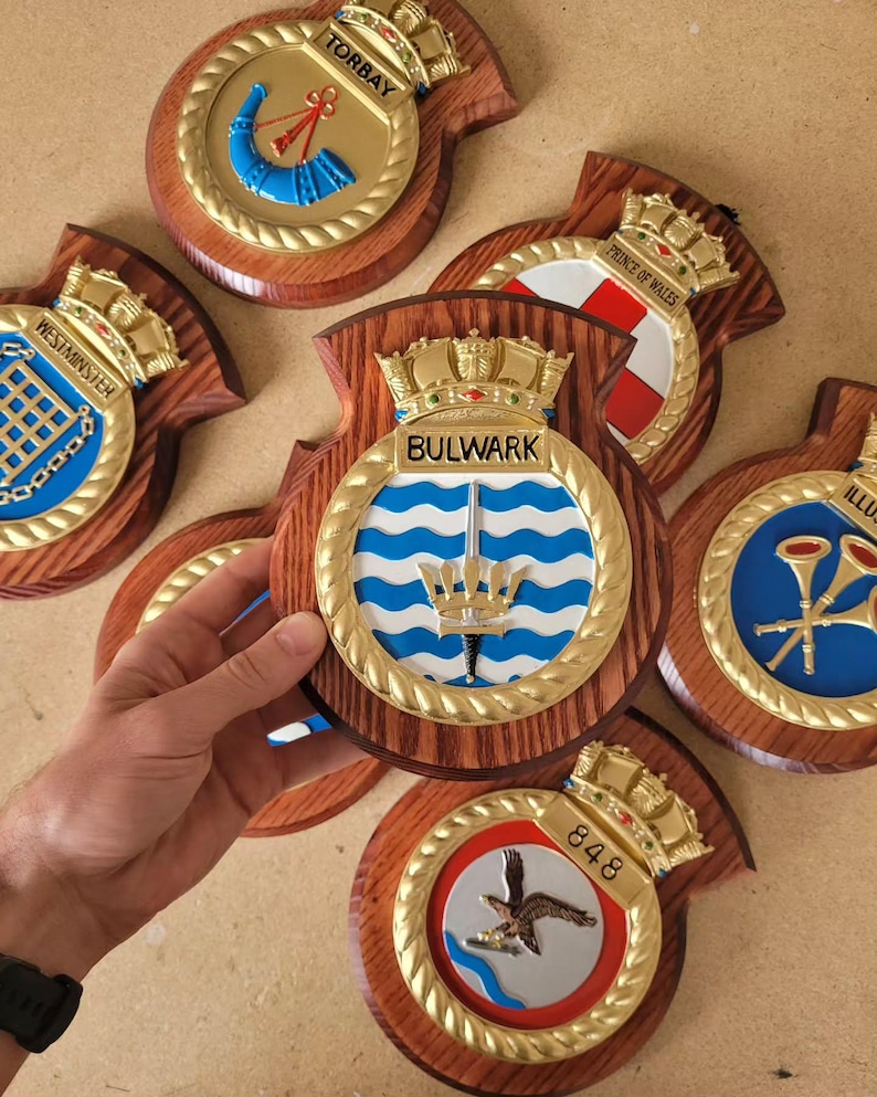 MOD HMS Ship Crests Plaques Shields Hand Painted High Relief Resin ...