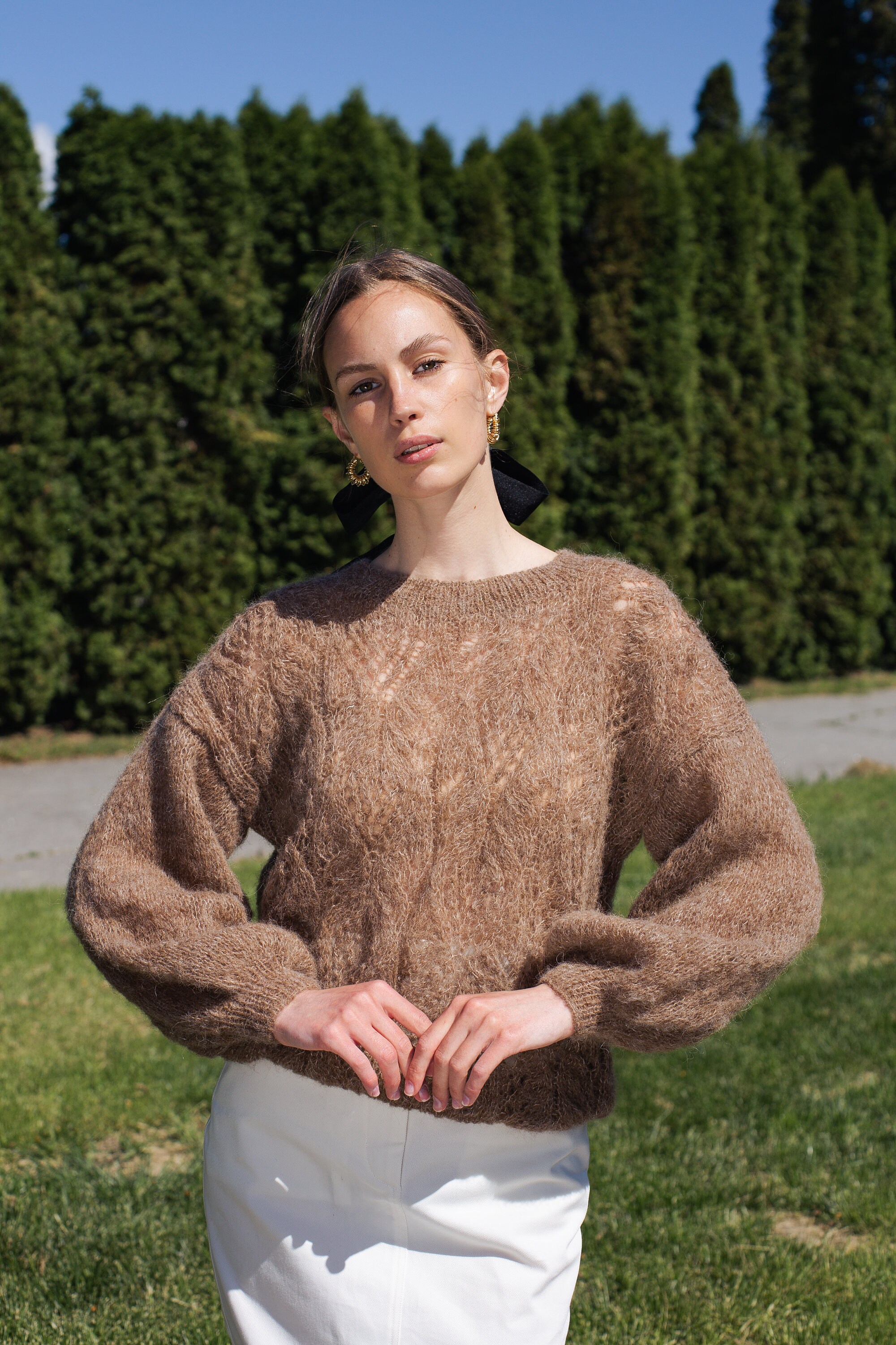 Alpaca Silk Woman Sweater. Openwork Alpaca Woman Sweater. Alpaca Woman ...