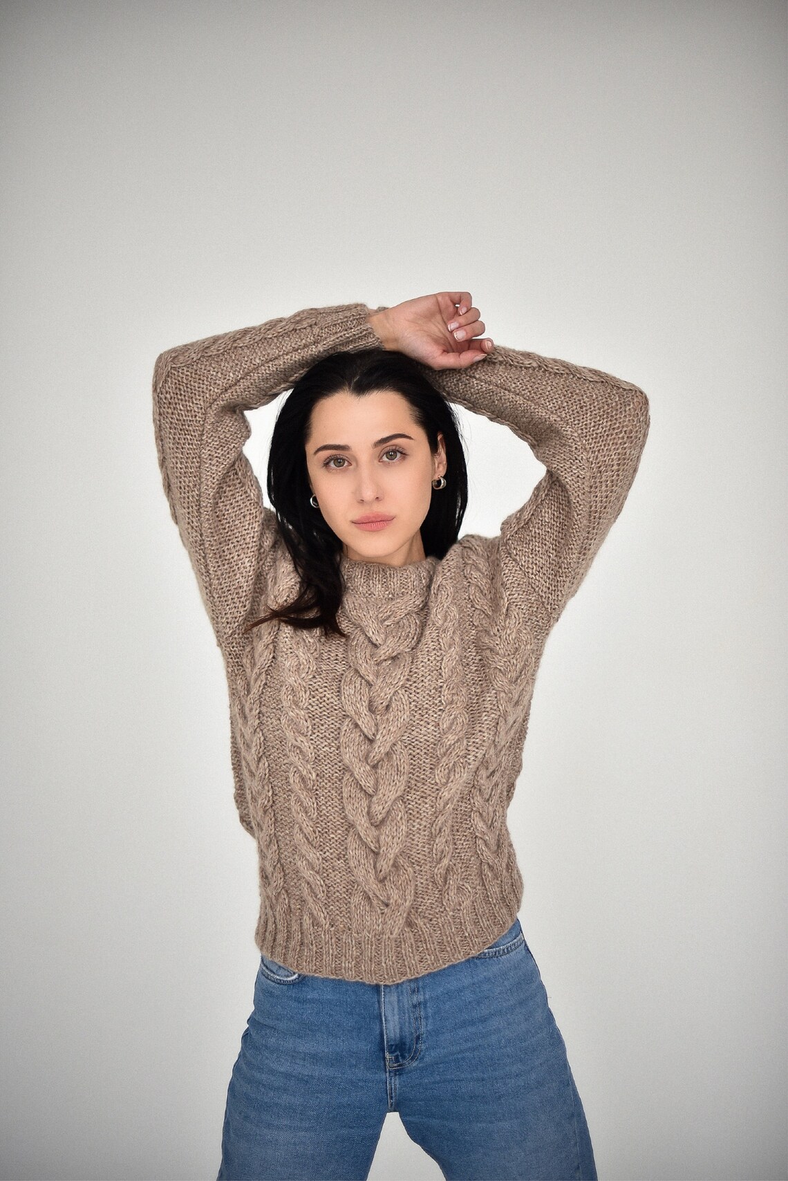 Beige Alpaca Sweater. Alpaca Women Sweater. Handknit Alpaca | Etsy