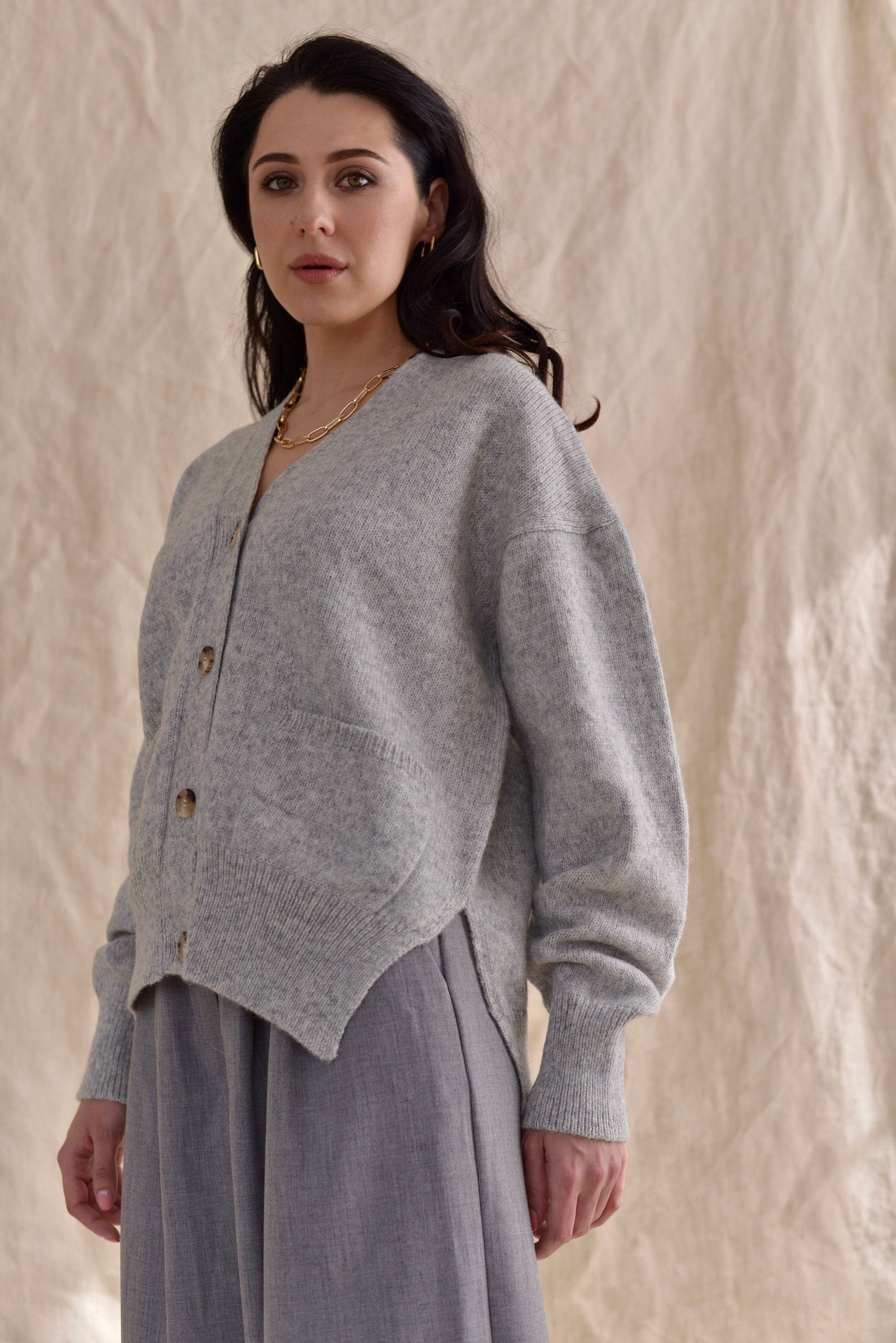 Gray Alpaca and Merino Women Cardigan. Women Oversized - Etsy