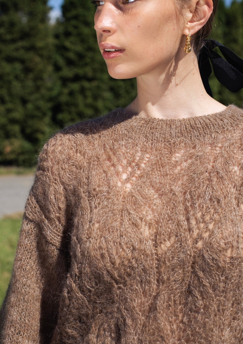 Alpaca Silk Woman Sweater. Openwork Alpaca Woman Sweater. Alpaca Woman Pullover. Alpaca Women ...