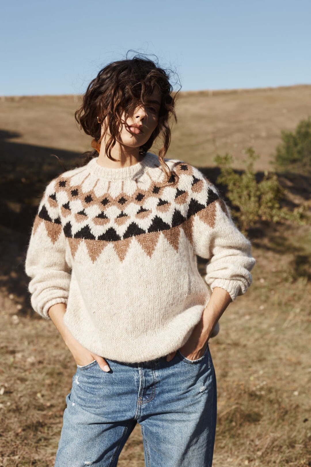 Beige Alpaca Women Lopapeysa Sweater. Lopapeysa Alpaca Sweater. Fair ...