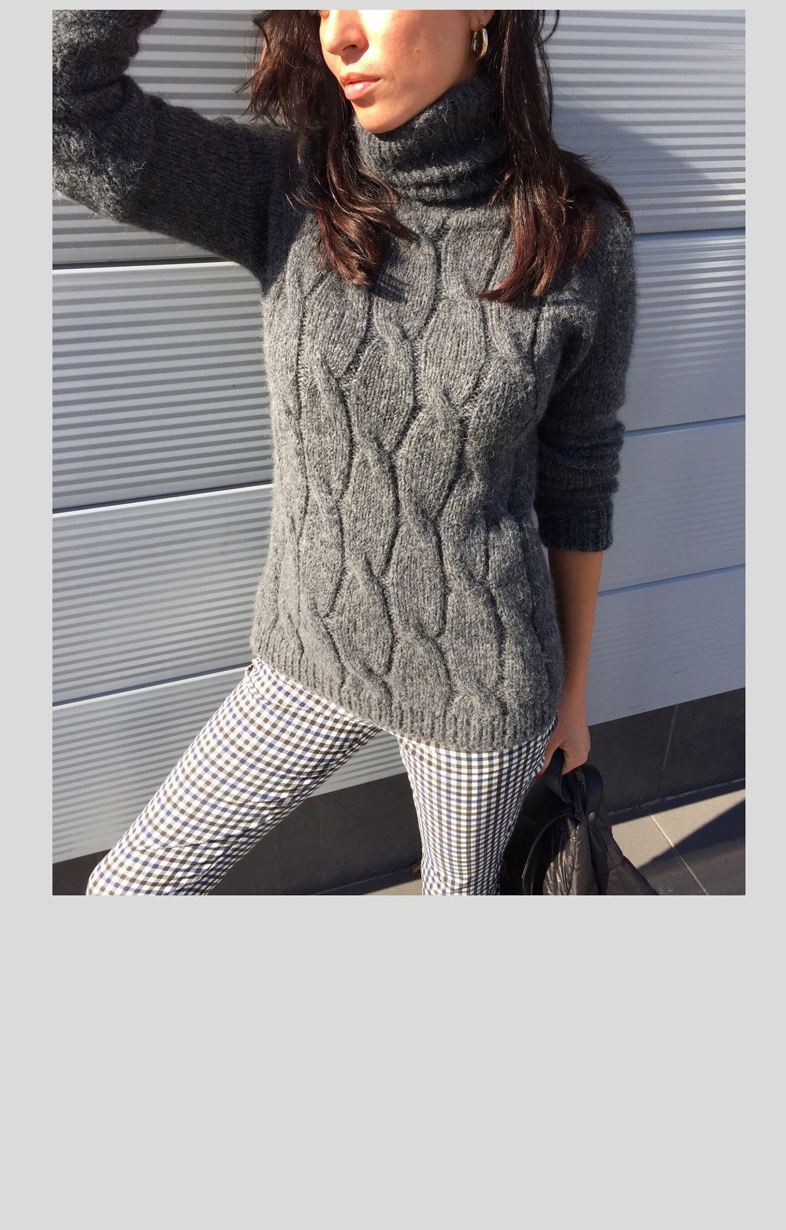 Gray Alpaca Cable Knit Women Sweater. Alpaca Women Sweater. - Etsy