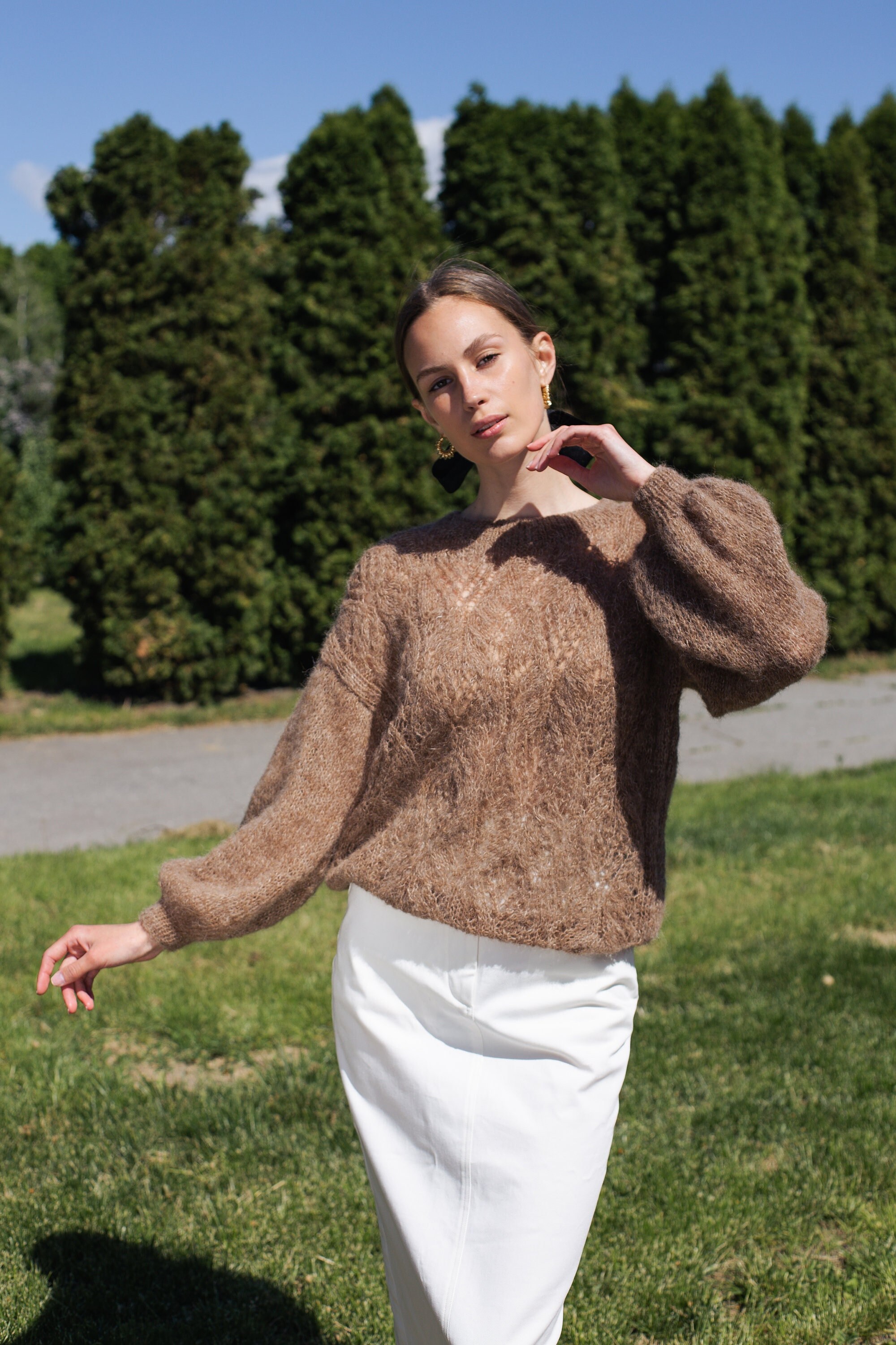 Alpaca Silk Woman Sweater. Openwork Alpaca Woman Sweater. Alpaca Woman ...
