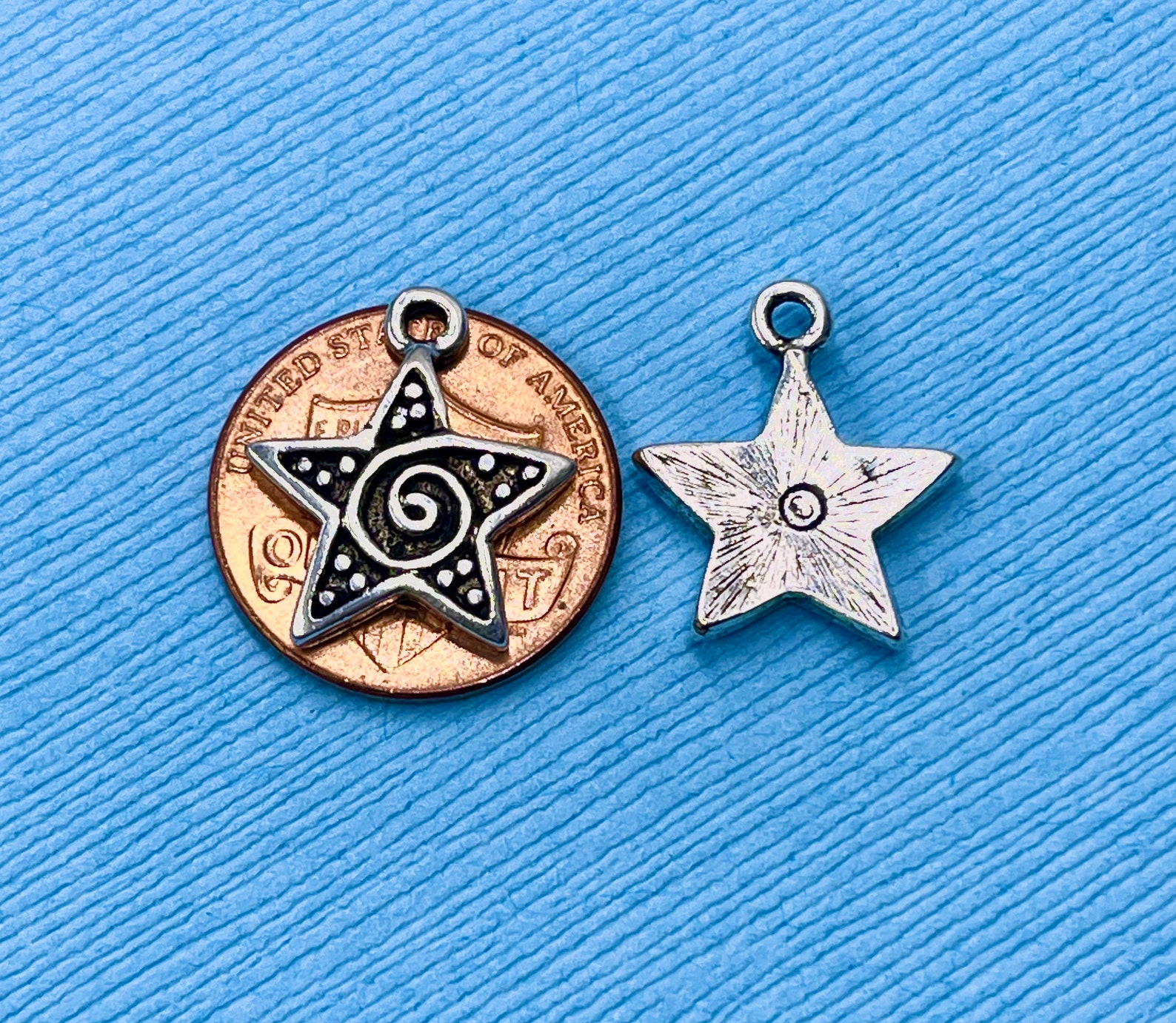 Lot 12 Charms Pewter Star CharmDots Swirls CharmPewter Made | Etsy