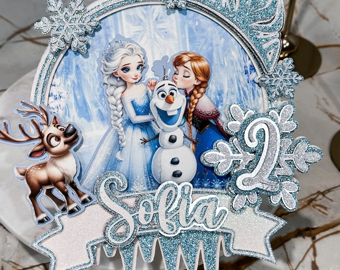 Frozen Name Charm, Frozen Themed Birthday Cake Topper 3D Cake Topper ...