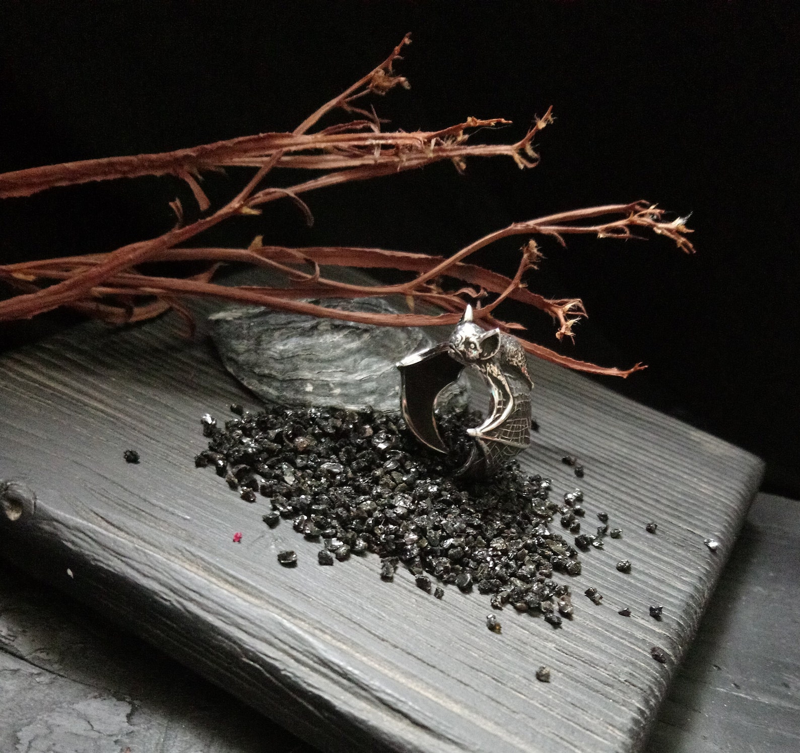 Magic Occult Jewelry Brass Bat Ring 925 Sterling Silver Animal - Etsy