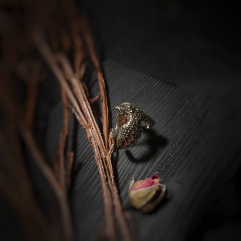 Odins Raven Ring Magic Occult Jewelry Brass Crow Ring 925 - Etsy