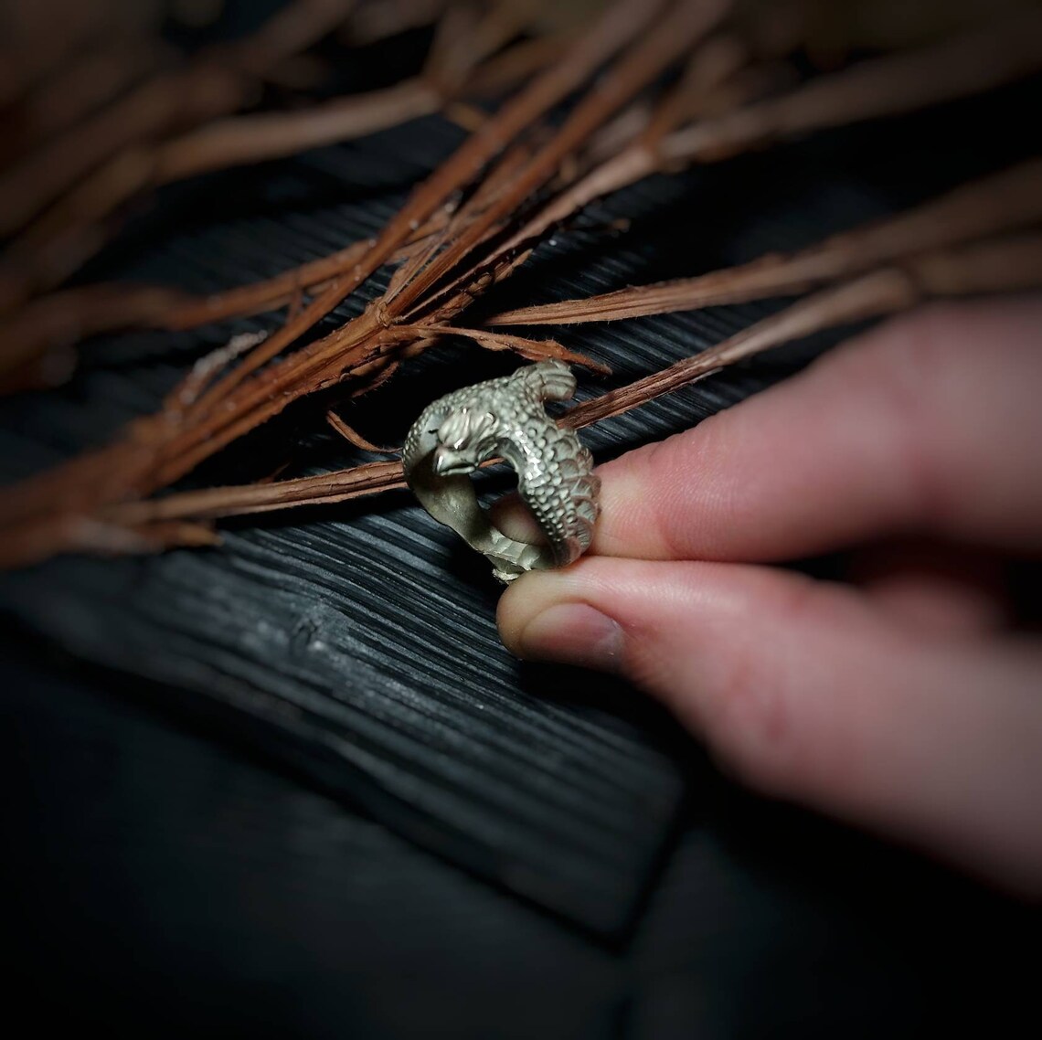 Odins Raven Ring Magic Occult Jewelry Brass Crow Ring 925 | Etsy