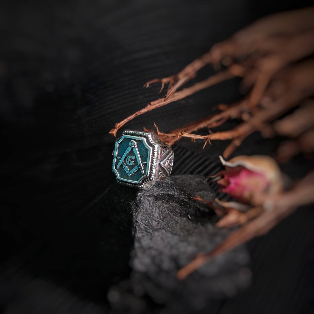 Mens Masonic Ring Freemasonry 925 Sterling Silver Rings All Seeing Eye ...