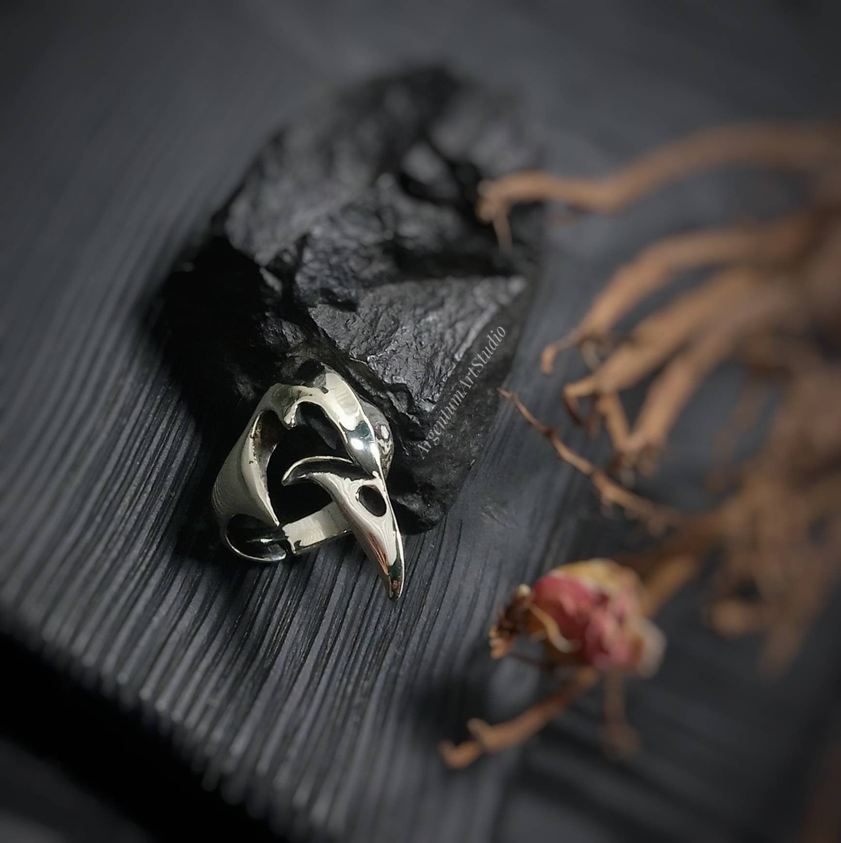 Medieval Witch Ring Pagan Magic Occult Jewelry Brass Crow Skull Ring ...