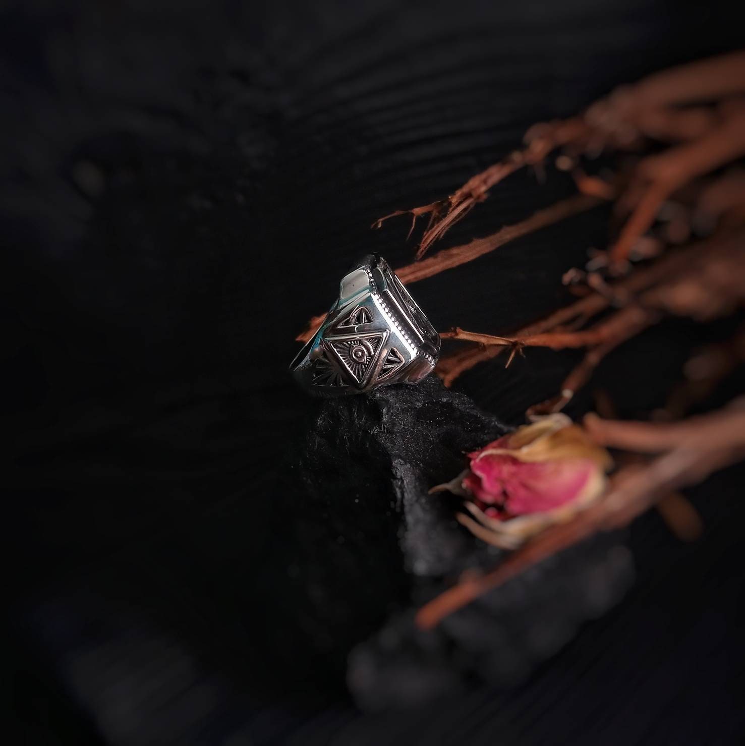 Mens Masonic Ring Freemasonry 925 Sterling Silver Rings All Seeing Eye ...